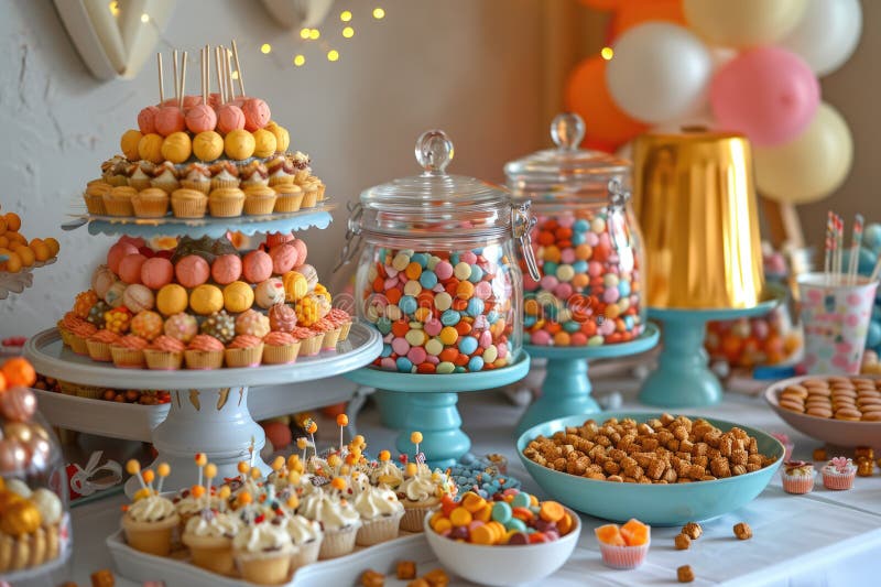 Luxury Candy Bar on Wedding, Table with Sweets Stock Image - Image of ...