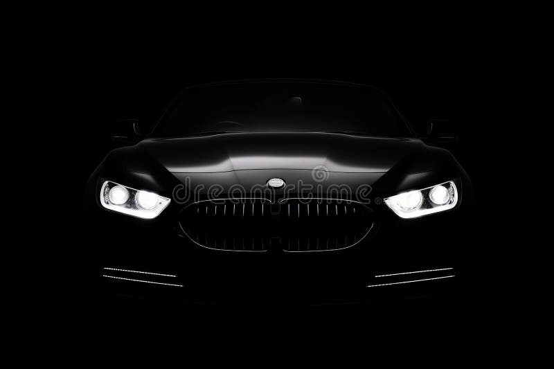 Luxury Car Front View on Black Background Generative AI Stock ...