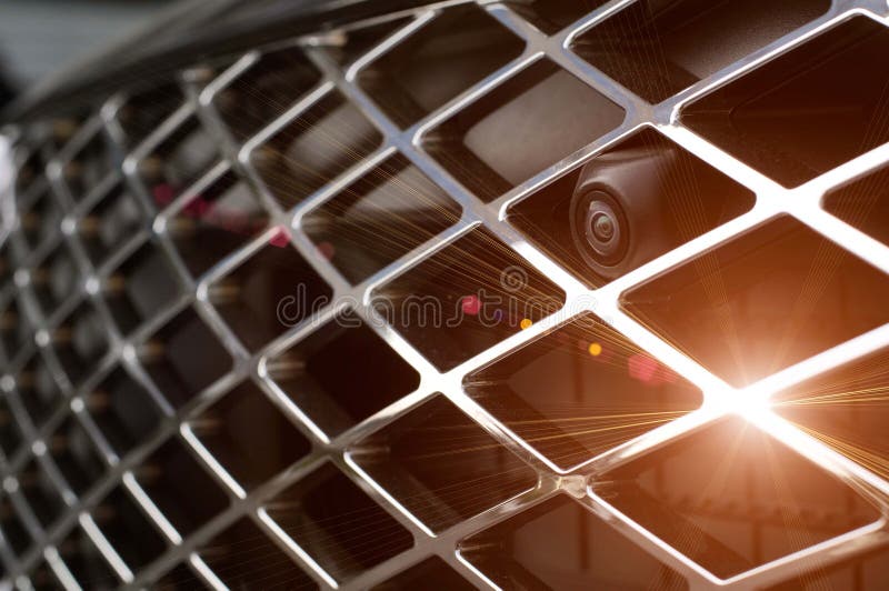 Luxury Car Front View Camera for Parking Assistance Selective Focus ...