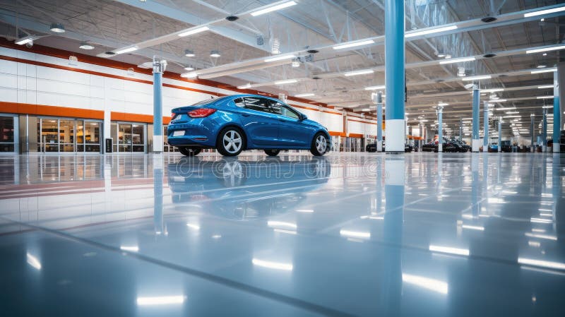 Luxury Car Inside a Car Showroom Stock Illustration - Illustration of ...