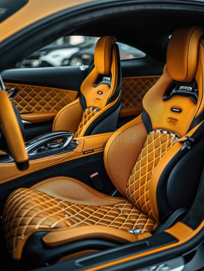 Luxury Car Interior with Golden Details Stock Illustration ...