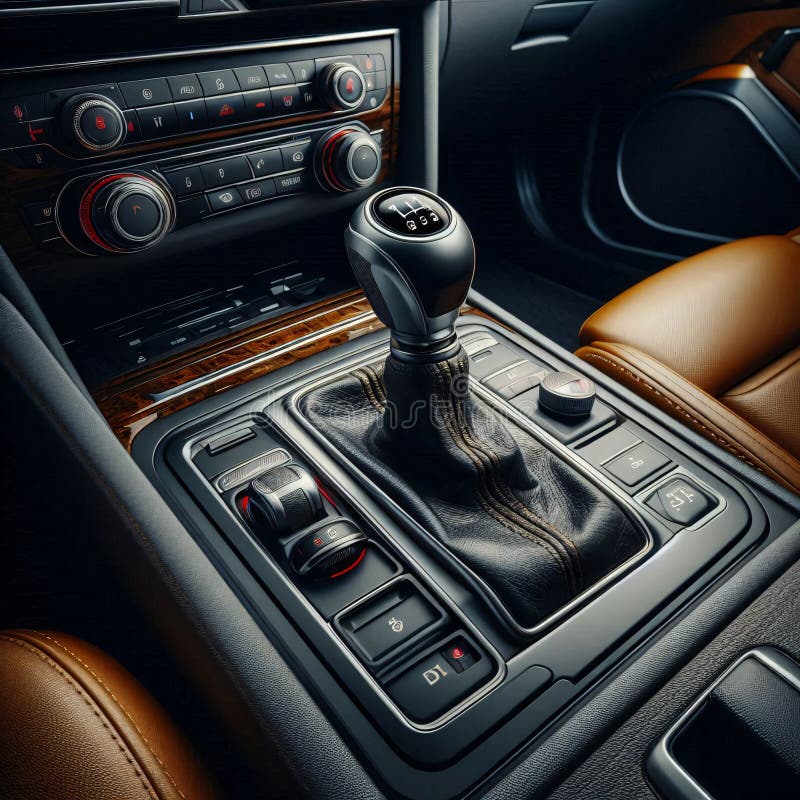 Luxury Car Interior with Leather Gear Shift and Controls Stock ...