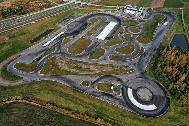 Luxury Car Racing Track As Seen from Above from a Drone Stock Image ...