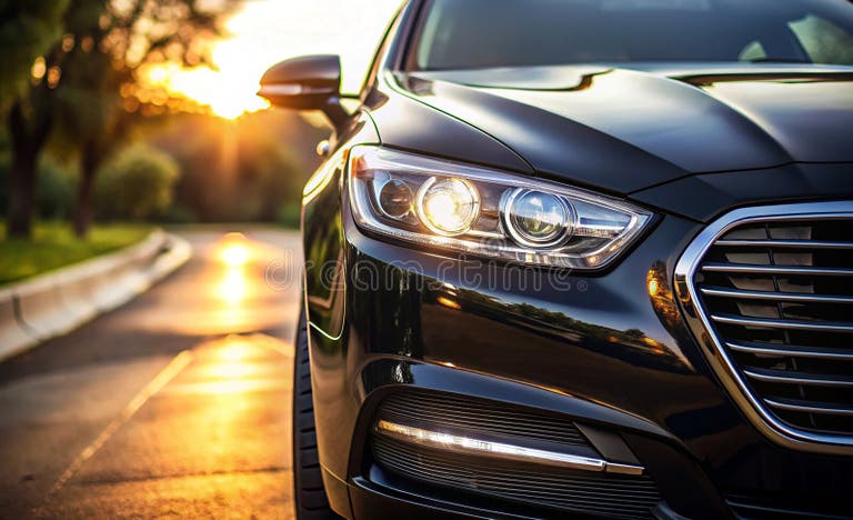 Luxury Car Showing Front Headlight and Side of Car Stock Illustration ...