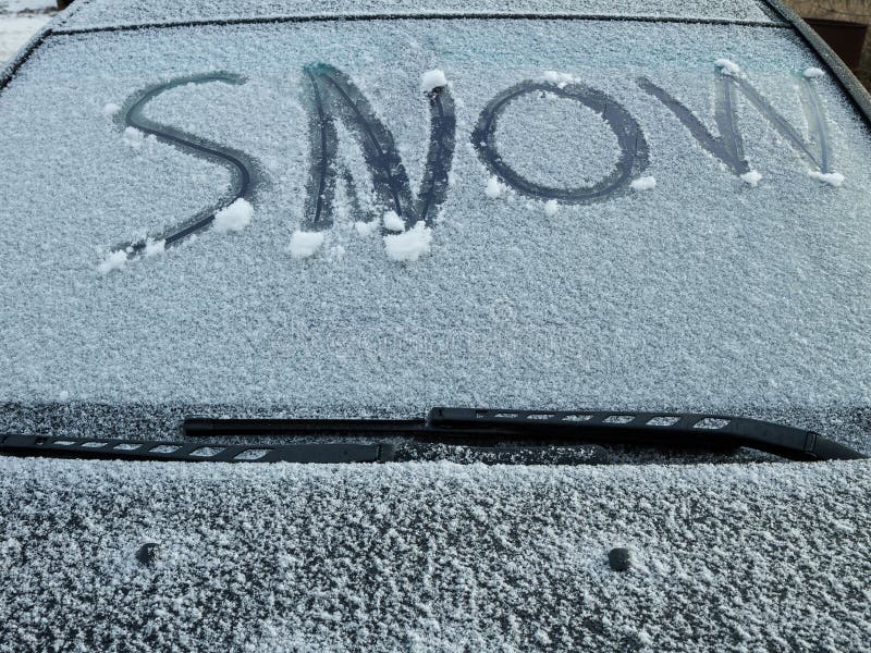 The Words SNOW are Written in Snow. Written Word on a Snow White Field ...