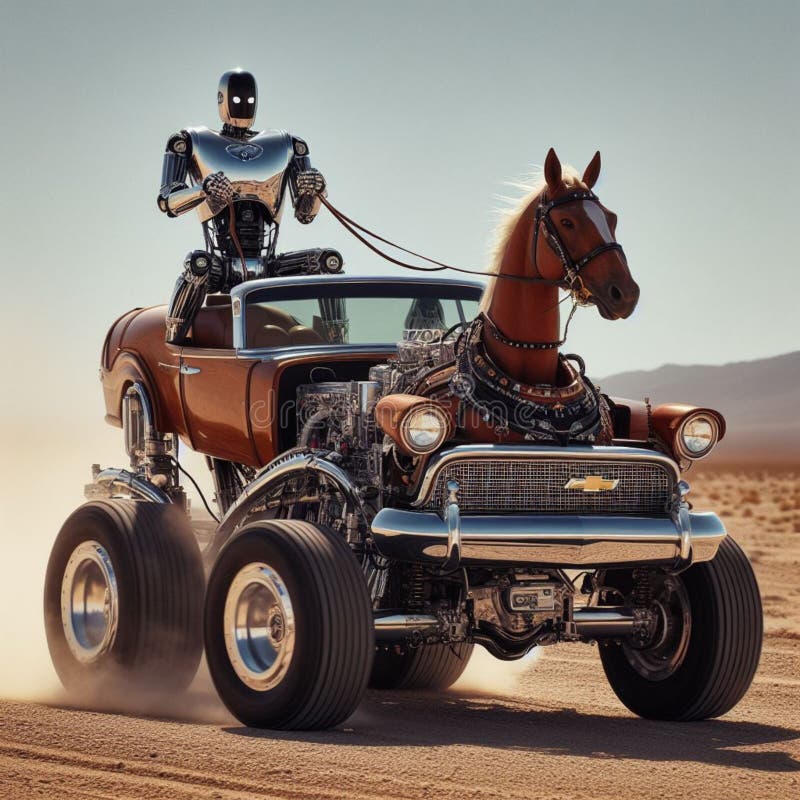 Luxury Carriage Driven by Robot Pulled by Horse from Petrol Suv ...