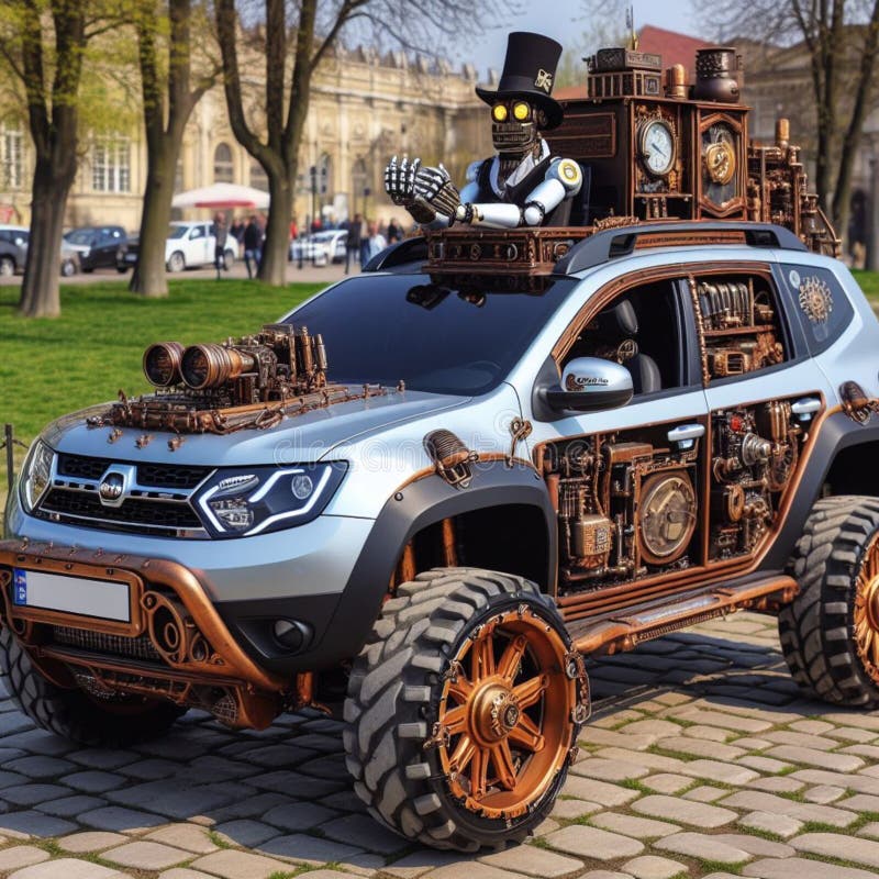 Luxury Carriage Driven by Robot Pulled by Horse from Petrol Suv ...