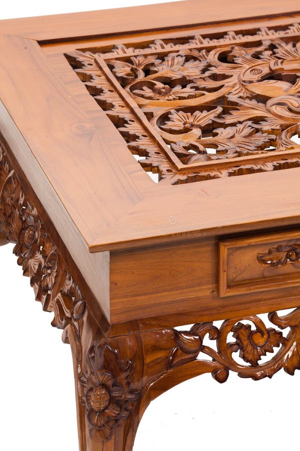 Luxury Carved Wooden Classic Table Isolated on White Stock Photo ...