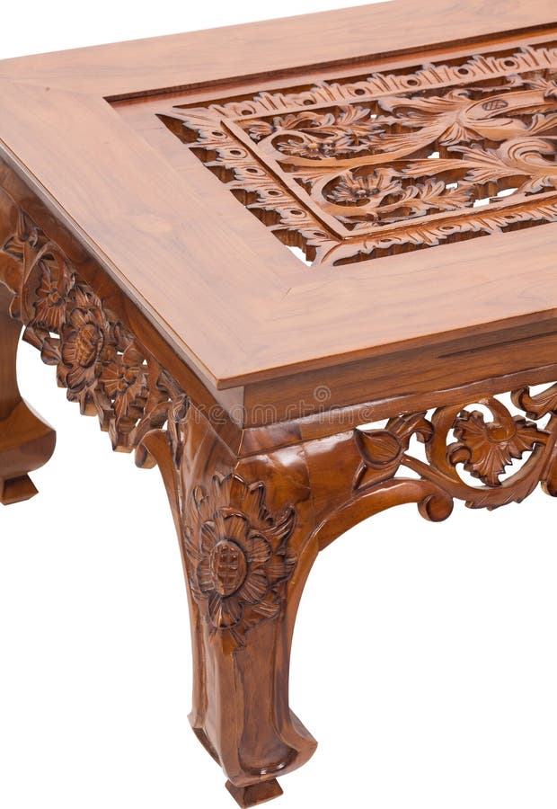 Luxury Carved Wooden Classic Table Isolated on White Stock Image ...