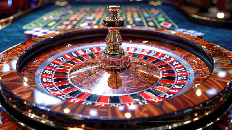 A Luxury Casino Roulette Wheel with Chips and Dice Stock Image - Image ...