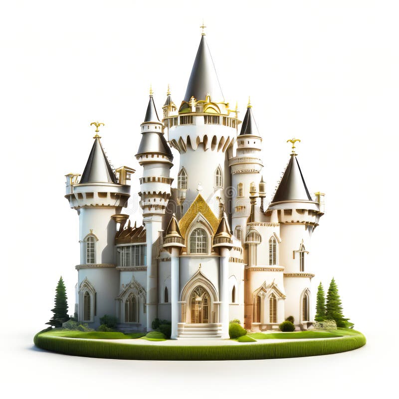 Luxury Castle on White Background Stock Illustration - Illustration of ...