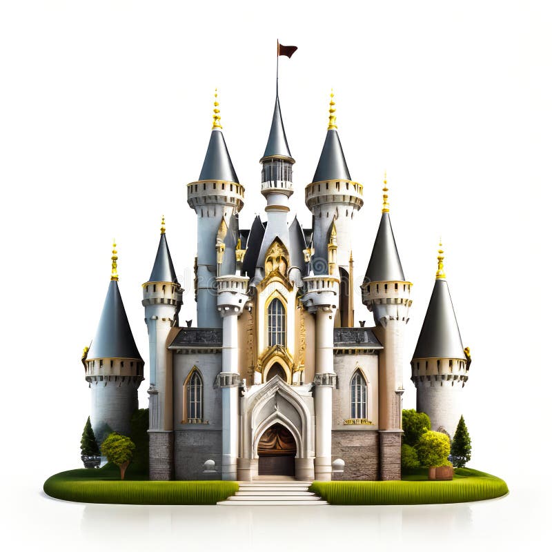 Luxury Castle on White Background Stock Illustration - Illustration of ...