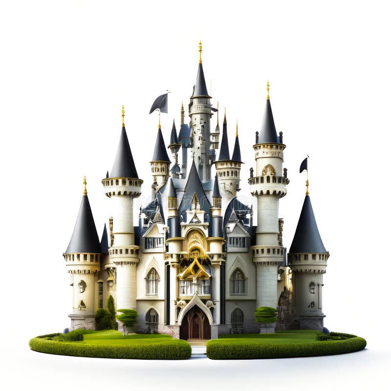Luxury Castle on White Background Stock Illustration - Illustration of ...