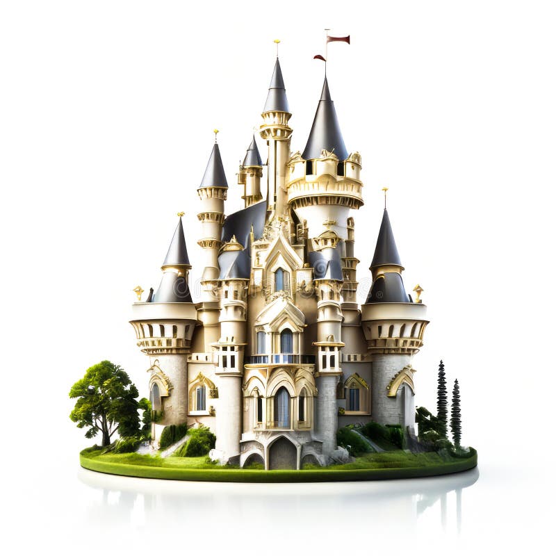 Luxury Castle on White Background Stock Illustration - Illustration of ...
