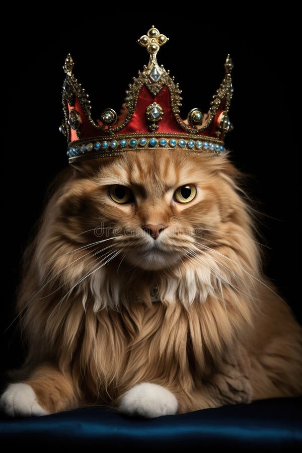 Luxury Cat King with Crown. Generative AI Stock Illustration ...