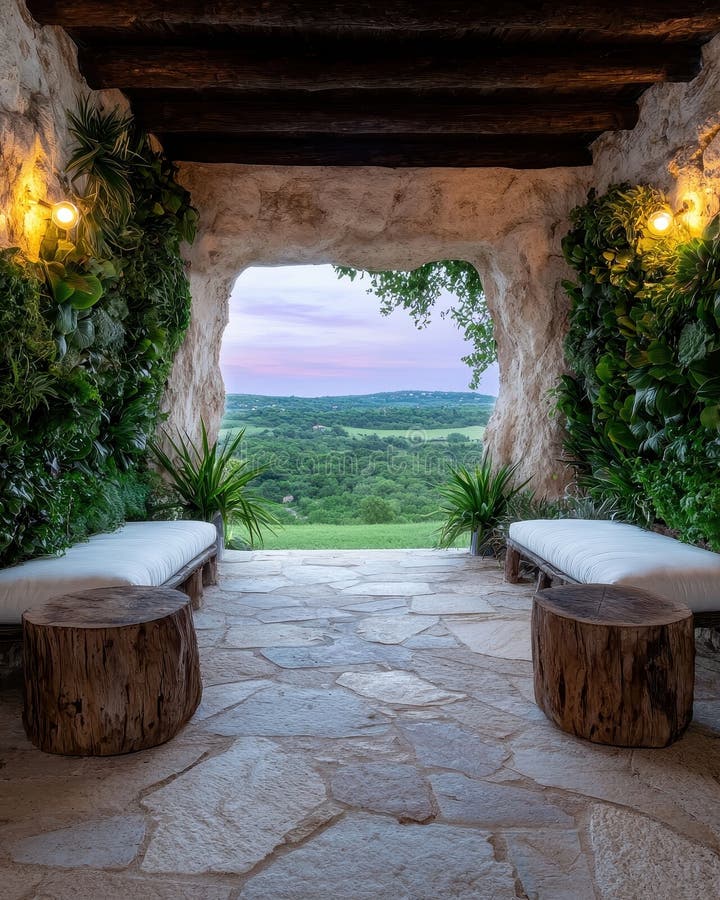 Luxury Cave House with Stunning Panoramic View Stock Illustration ...