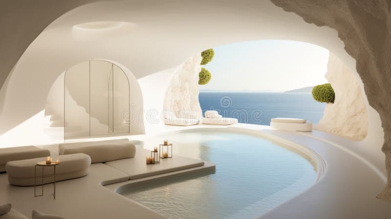 Luxury Cave Villa with Pool and Space for Rest. Neural Network Ai ...