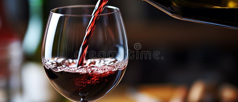 Luxury Celebration, Pouring Red Wine, Glass of Elegance Generated by AI Stock Illustration ...