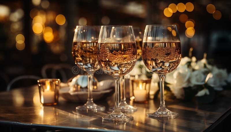 Luxury Celebration Wine, Champagne, Glass, Table, Night, Elegance ...