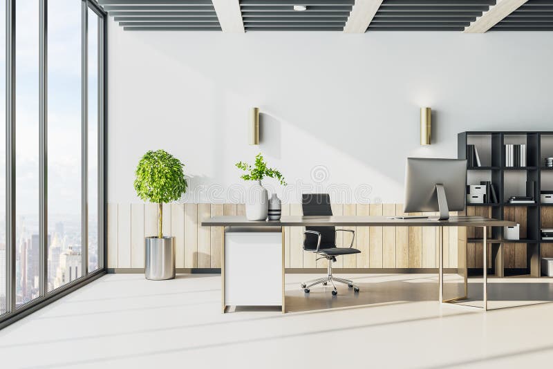 Luxury Ceo Office Interior with Computers Stock Illustration ...