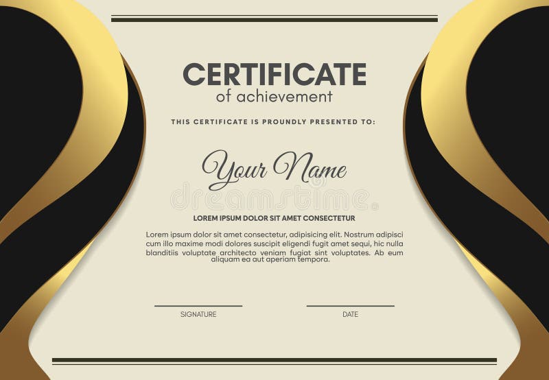 Luxury Certificate of Achievement with Wave Abstract Stock Vector ...