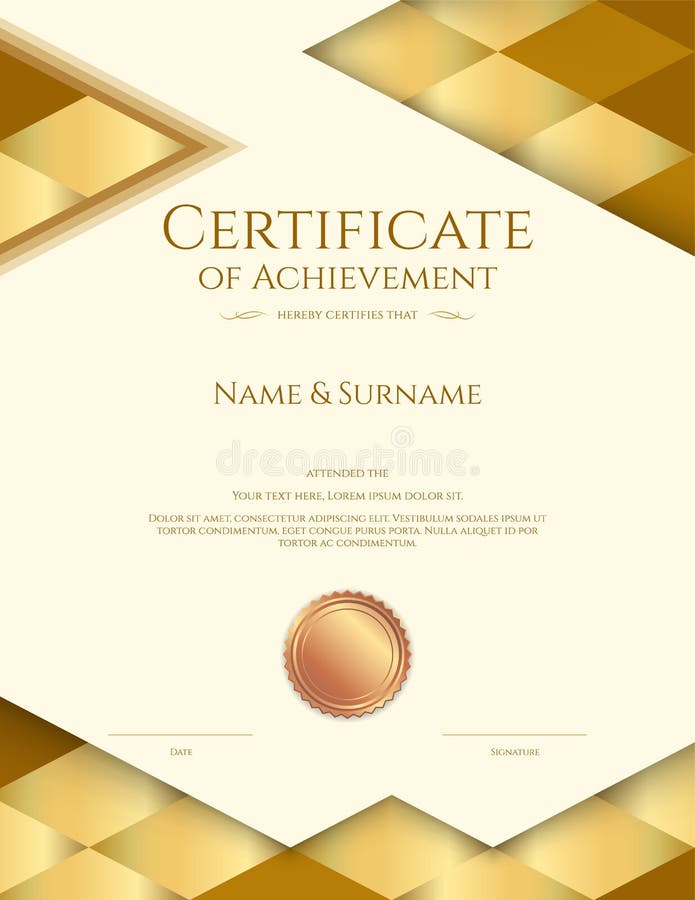 Luxury Certificate Template with Elegant Border Frame, Diploma D Stock Vector - Illustration of ...