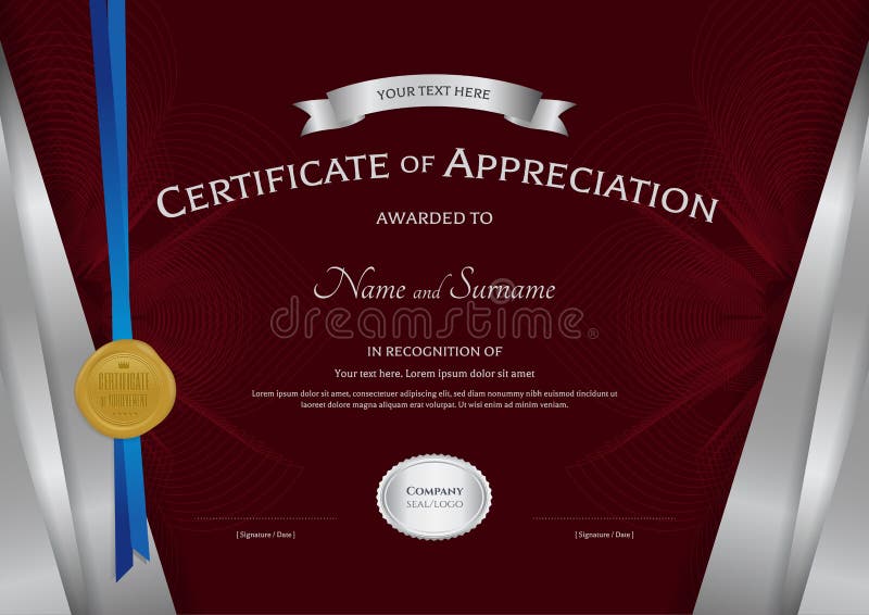 Luxury Certificate Template with Elegant Silver Border Frame, Di Stock ...