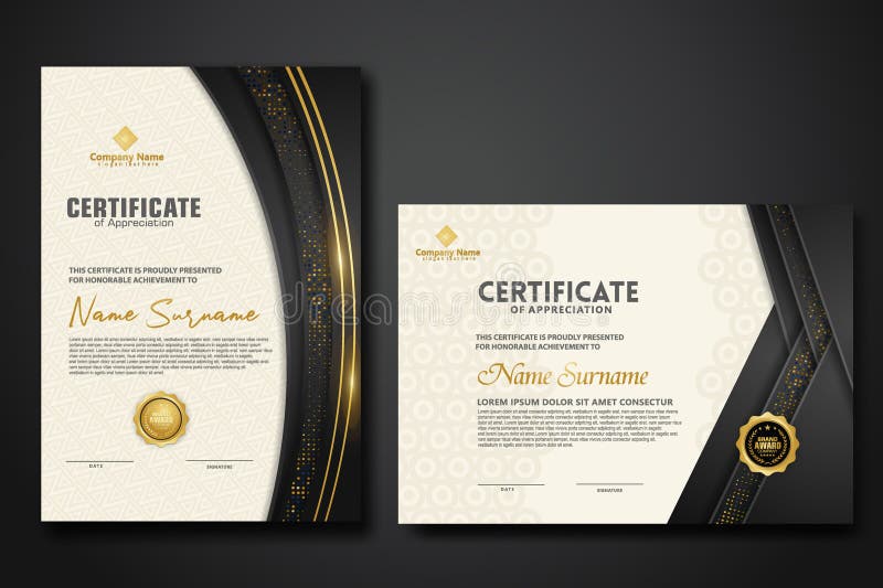 Luxury Certificate Template with Glitter Effect Dan Lines Gold Shine on ... Luxury Certificate Template with Glitter Effect Dan Lines Gold Shine on ...