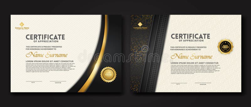 Luxury Certificate Template with Glitter Effect Dan Lines Gold Shine on Frame Background Stock ...