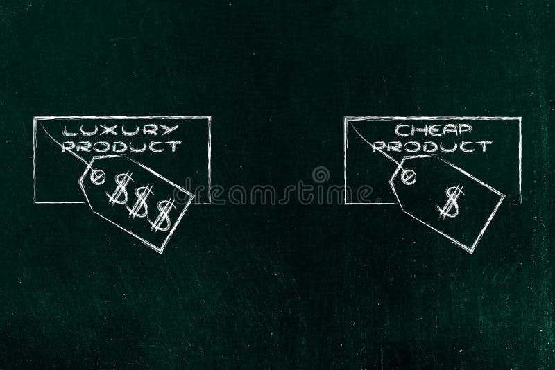 Luxury and Cheap Product with Different Price Tags Stock Photo - Image ...