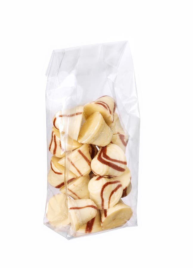 Luxury Chocolate Bon Bon in Plastic Bag Isolated on White Stock Photo ...