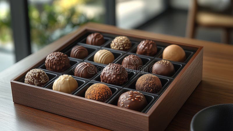 Luxury Chocolate Box with Assorted Gourmet Truffles Stock Image - Image ...