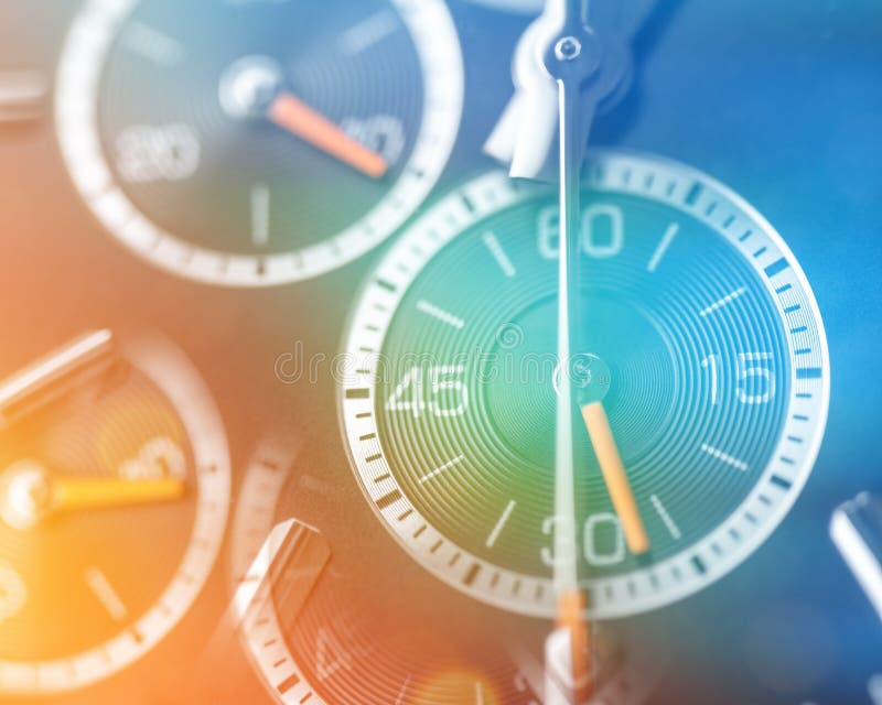 Luxury Chronograph Watch Close-up. Wrist Clock Stock Photo - Image of ...