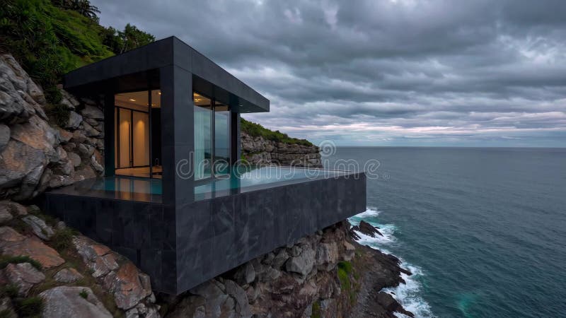 Luxury Cliffside Villa with Infinity Pool and Ocean View Stock Footage ...