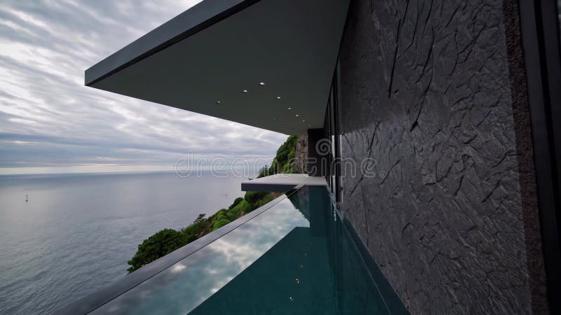 Luxury Cliffside Villa with Infinity Pool and Ocean View Stock Footage ...