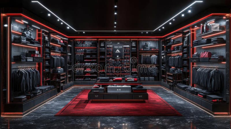 Luxury Closet Design: Red & Black Stock Image - Image of apparel ...