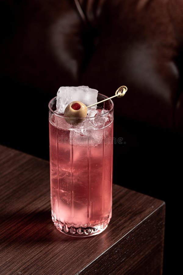 Luxury Cocktail on the Wooden Table on a Dark Background Stock Image ...