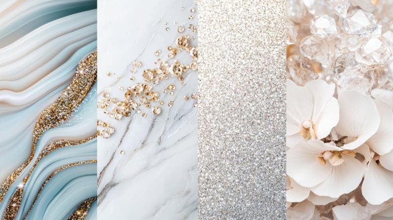 Luxury Collage with Marble, Gold, Diamonds, and Glitter Elements Stock ...