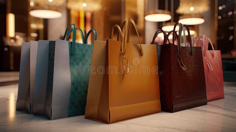 Luxury Shopping Bags in Store, Ai Generated Stock Illustration ...