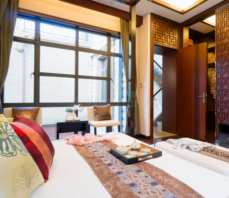 Luxury comfortable bedroom stock photo. Image of pattern - 35731668