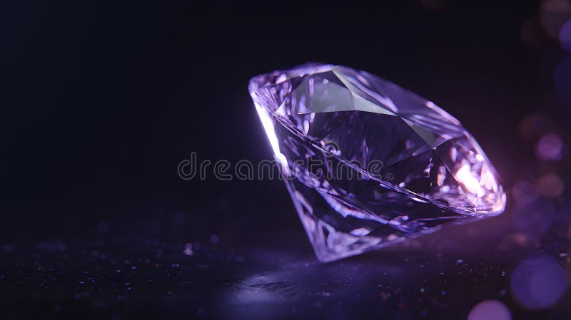 Luxury Concept Featuring Violet Diamond Illuminated in Darkness Stock ...