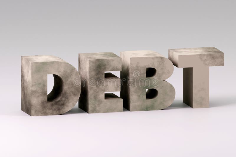 Luxury Concrete Sign Debt on Grey Podium, Soft Light, Smooth Background ...