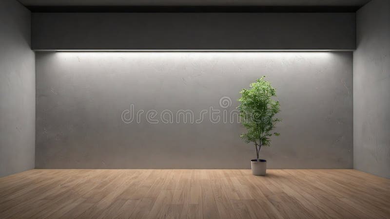 Luxury Concrete Wall,blank Border Frame, Minimal Tree, Neon Light Stock ...