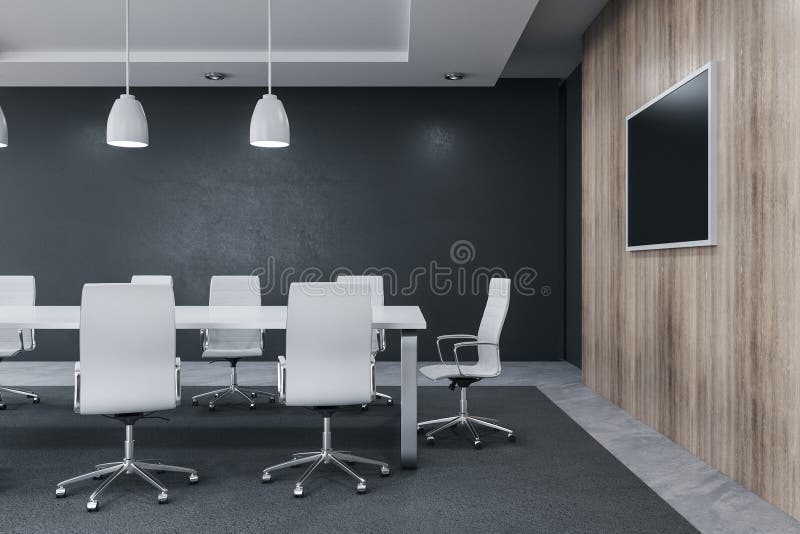 Luxury Conference Room with Blank Tv Screen Stock Illustration ...