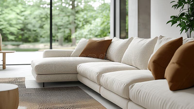 Luxury Contemporary Interior Featuring Soft Neutral Colored Couch Cozy ...