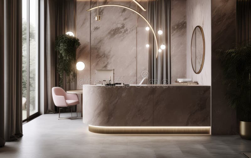 Luxury and Contemporary Lobby Area Interior Design Stock Illustration ...