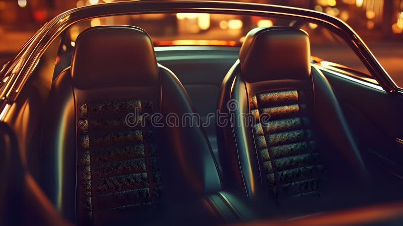 Luxury Convertible Car Interior at Night with Ambient Lighting Stock ...