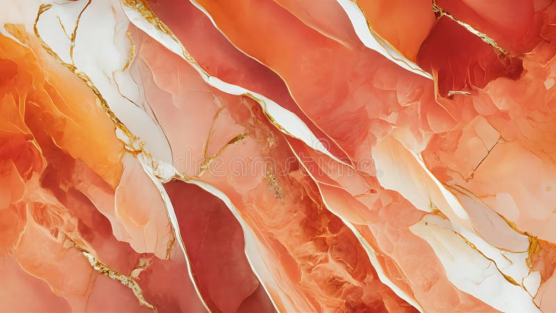 Luxury Coral Marble Texture with Gold Veins Design Stock Illustration ...