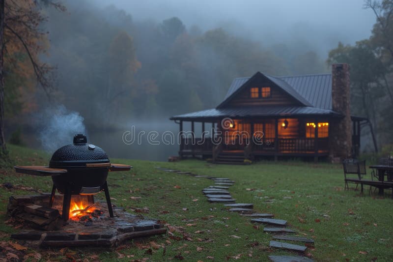 Luxury Country House with Evening Lighting after Sunset Stock Photo ...