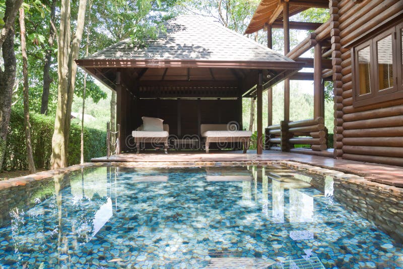 Luxury Cozy Swimming Pool - Stock Image - Image of ladder, cozy: 61931639